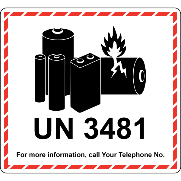 Personalised UN3481 Lithium Ion Battery Shipping Labels 120x110mm ...