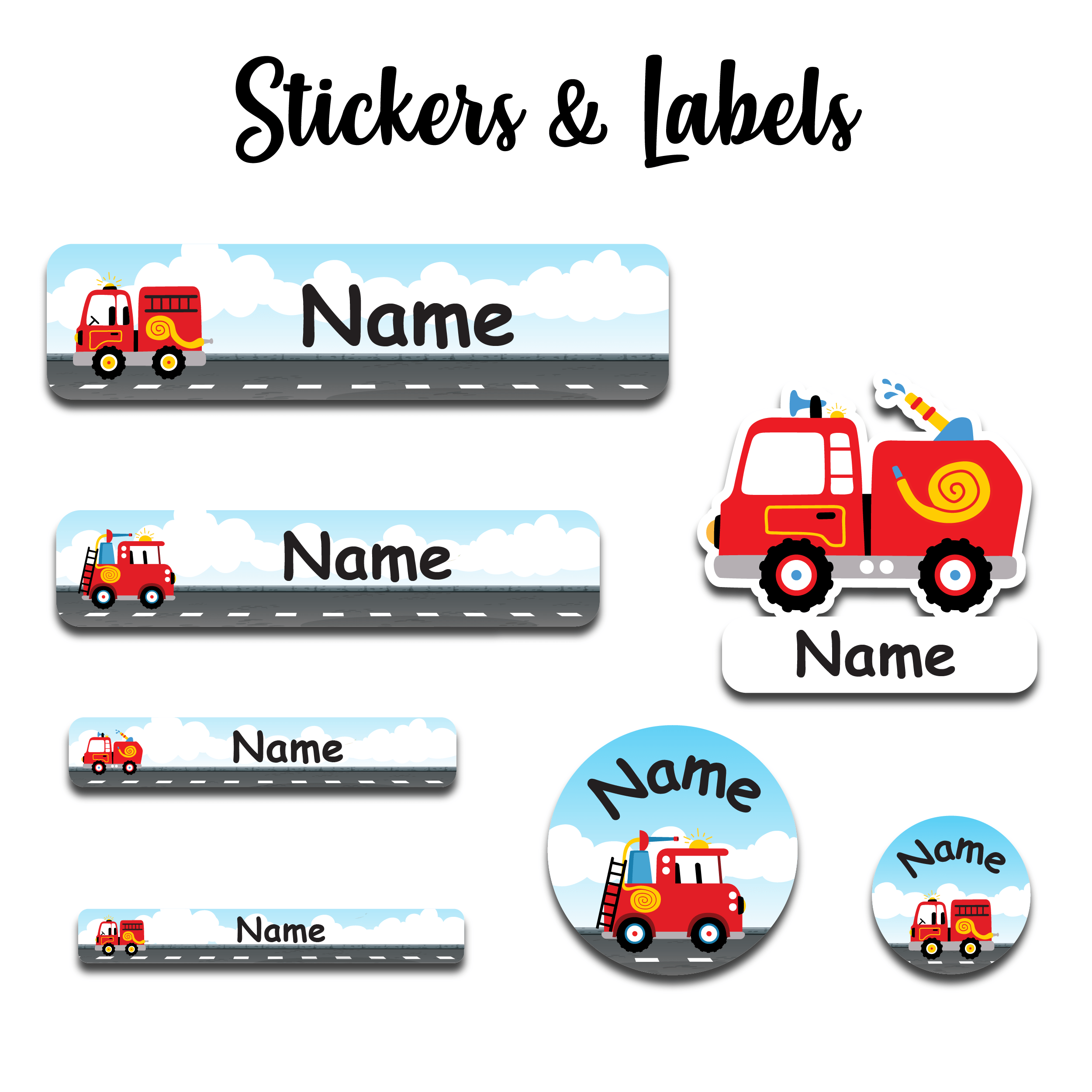 Fire Truck -Value pack of 107 - Custom Labels | Stickers | Personalised ...