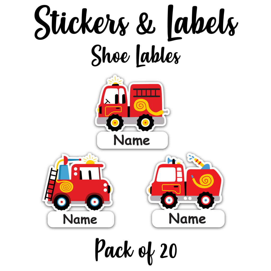 Fire Truck -Pack of 12 - Custom Labels | Stickers | Personalised Gift ...