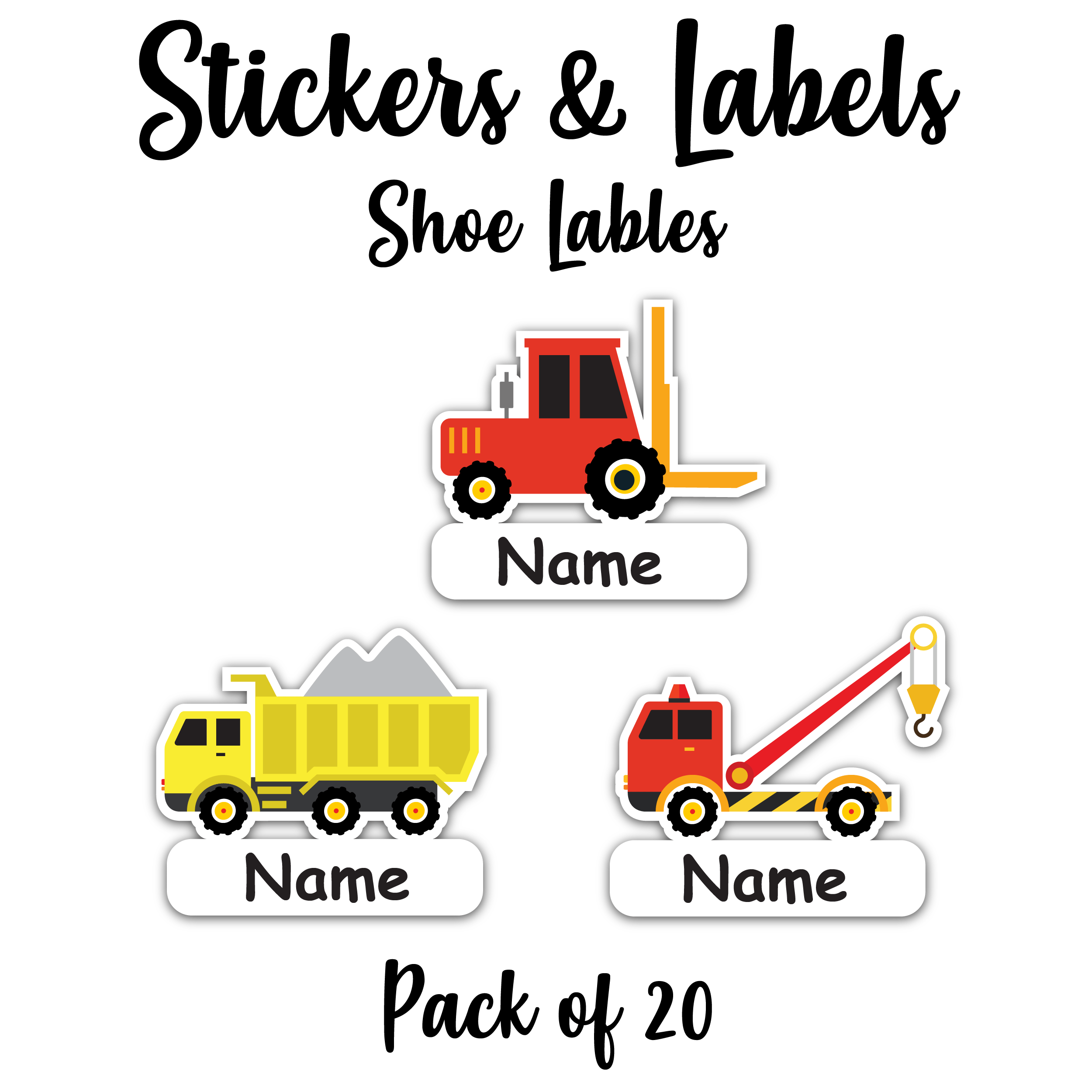 Heavy-Duty Truck -Pack of 12 - Custom Labels | Stickers | Personalised ...
