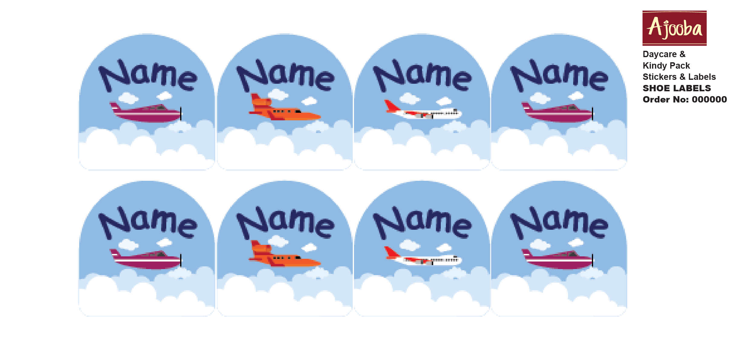 Airplane -Pack of 12 - Custom Labels | Stickers | Personalised Gift in ...