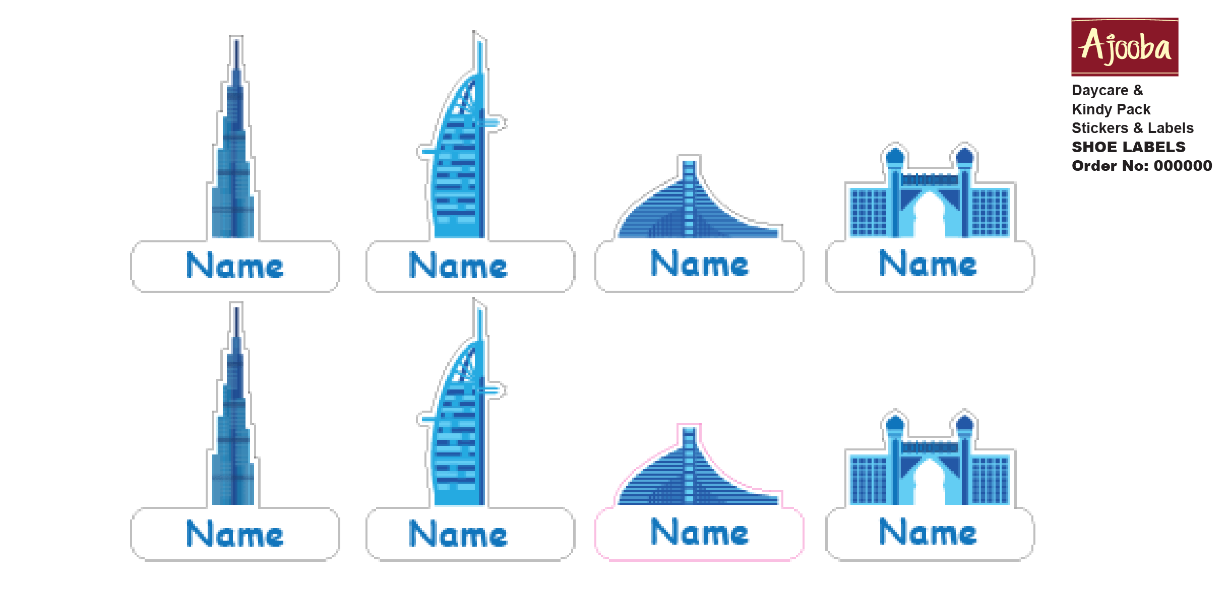 Dubai Skyline -Pack of 12 - Custom Labels | Stickers | Personalised ...